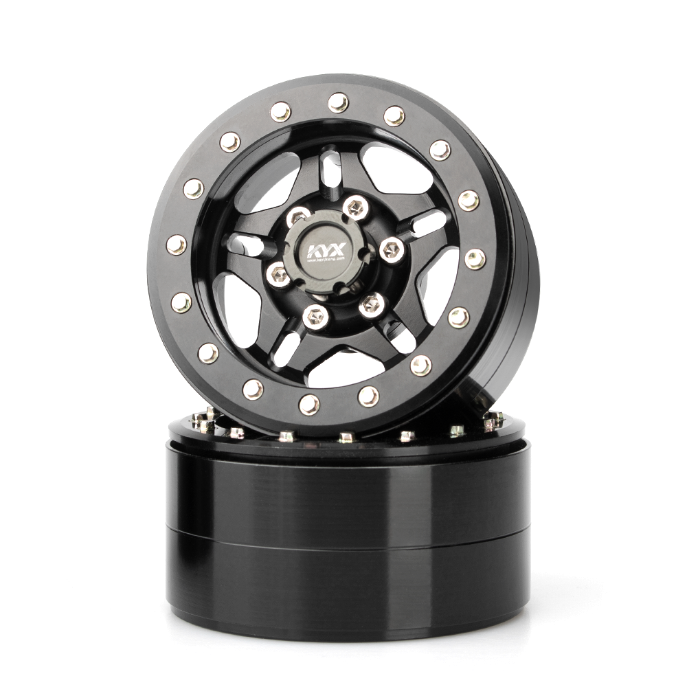 KYX Five Star 1.9 Inch Beadlock Wheel Rims Set for RC4WD Axial SCX10II ...